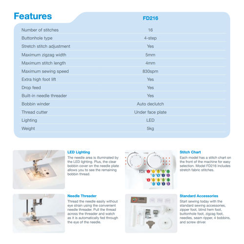 Janome FD216 Sewing Machine with Walking Foot + Feet Set | Sew Much Easier