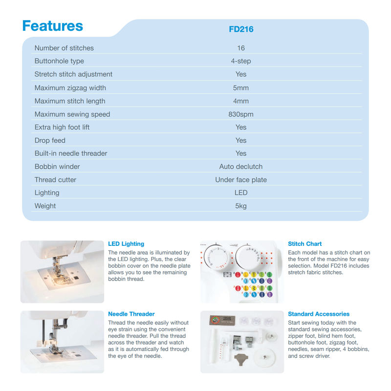 Janome FD216 Sewing Machine with Walking Foot + Feet Set | Sew Much Easier